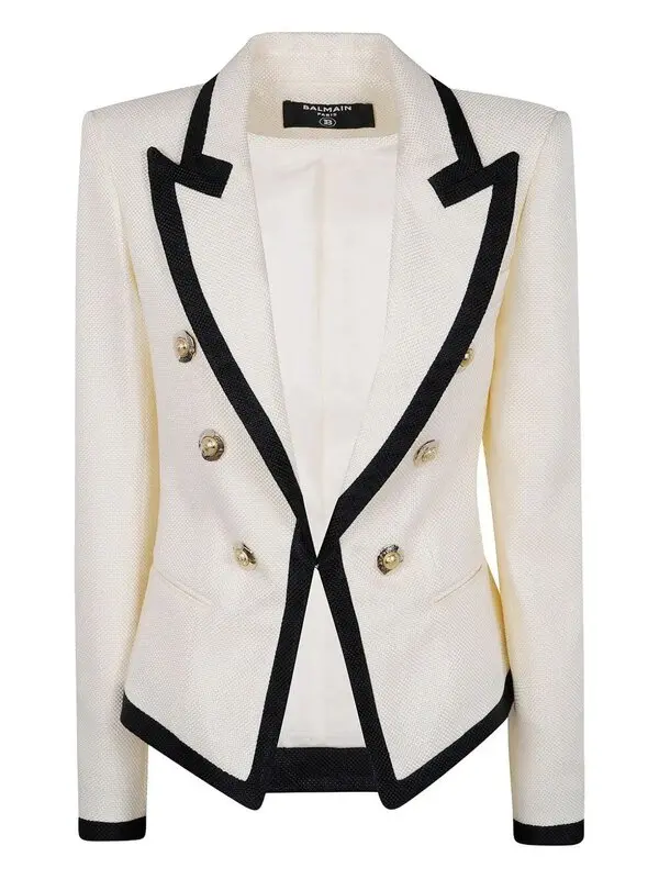 Balmain One Button Fitted Natte Jacket - Beige