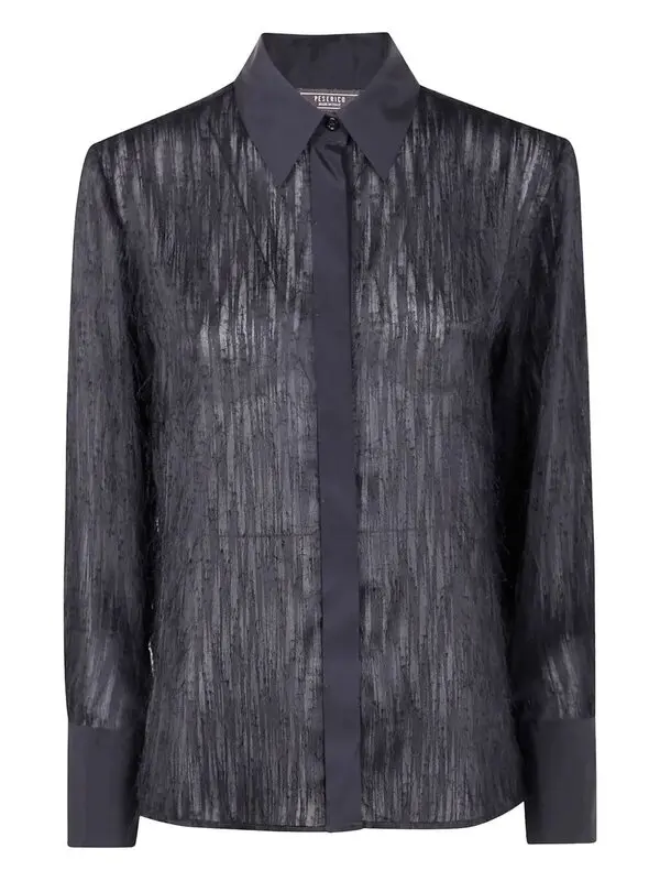 Peserico Tailored Fit Silk Shirt - Black
