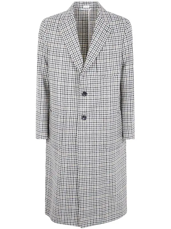Thom Browne Unconstructed Elongated Coat In Hunting Tweed - Black