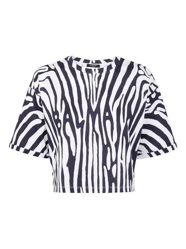 Balmain Zebra Print Crop T-shirt