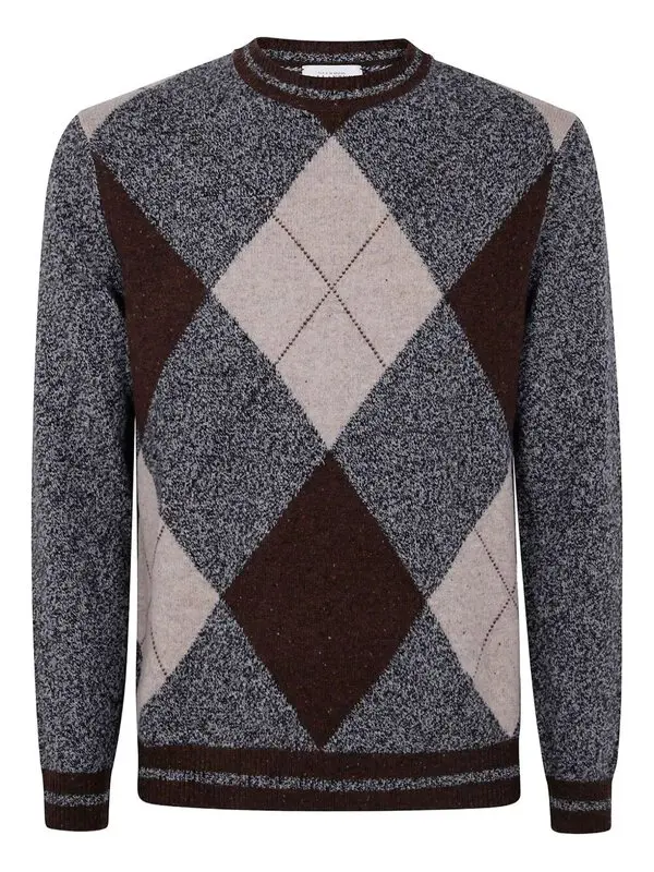 BALLANTYNE Argyle Wool Pullover - Brown