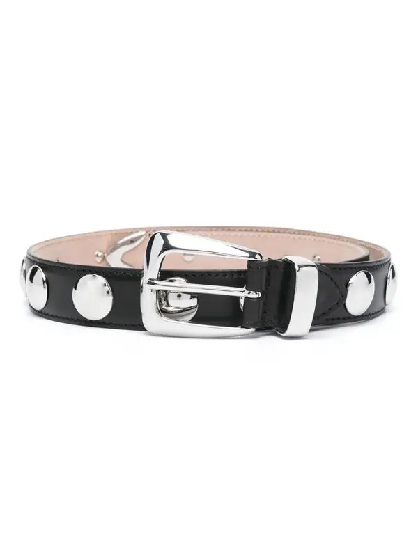 Khaite Benny Studded Belt With Silver Buckle - Black
