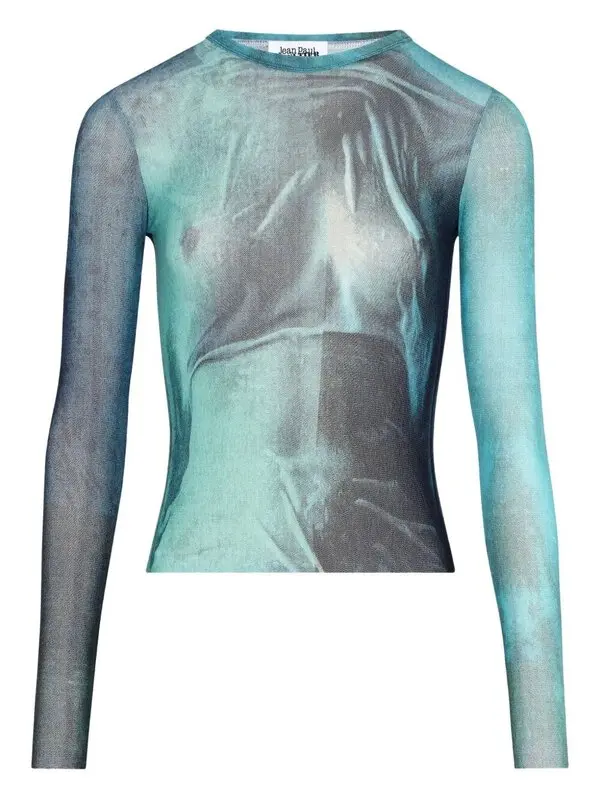 JEAN PAUL GAULTIER Printed Mesh Top - Blue