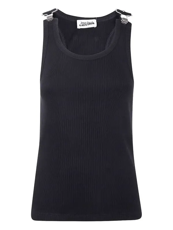 JEAN PAUL GAULTIER Tank Top With Engraved Overall - Black
