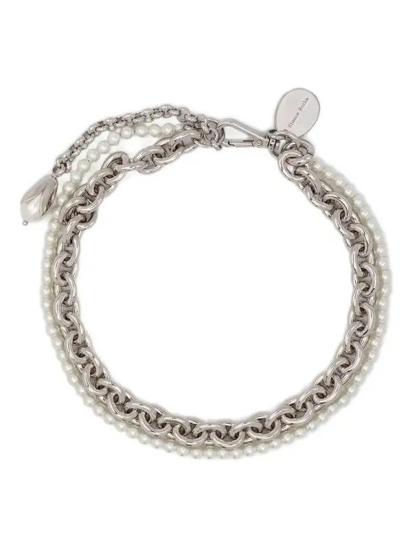 Simone Rocha Pearl And Chain Necklace With Encased Pearl Flower
