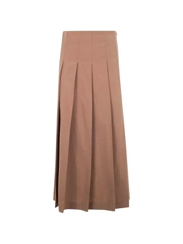 RÓHE Pleated Wool Skirt - Brown