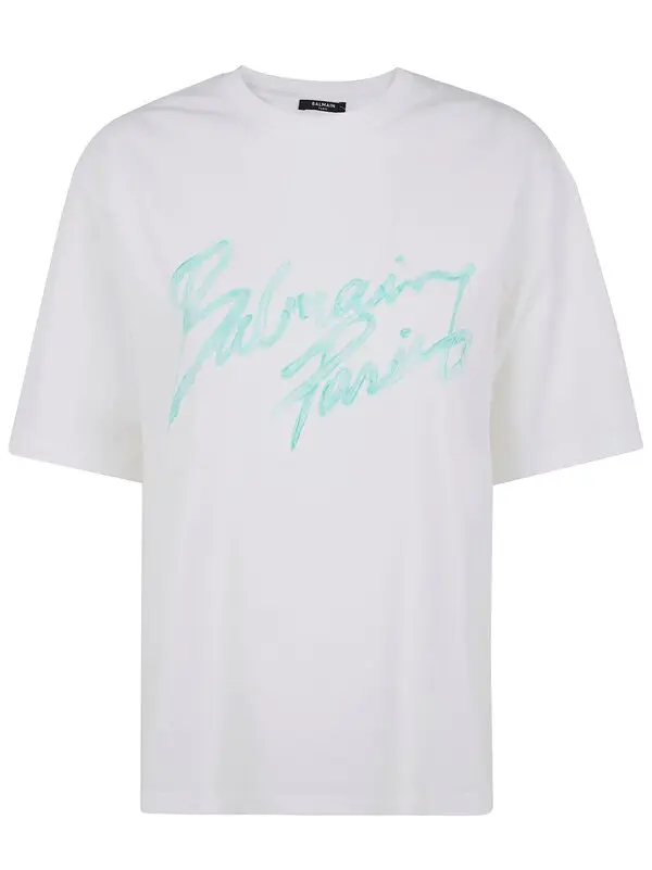 Balmain Short Sleeve Paris Bulky' T-shirt - White