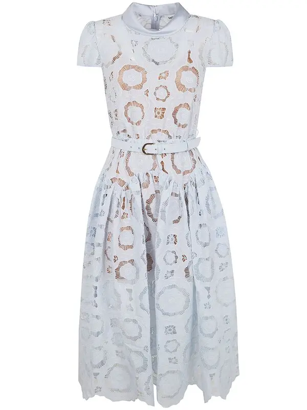 SELF-PORTRAIT Floral Lace Midi Dress - Blue