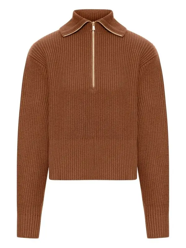 Max Mara Nadar Half Zip Sweater - Brown