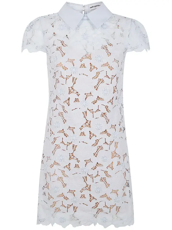 SELF-PORTRAIT Guipure Lace Mini Dress - Blue