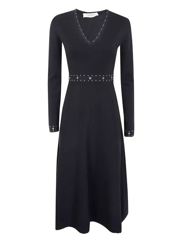 TWINSET Long Sleeve Belted Dress