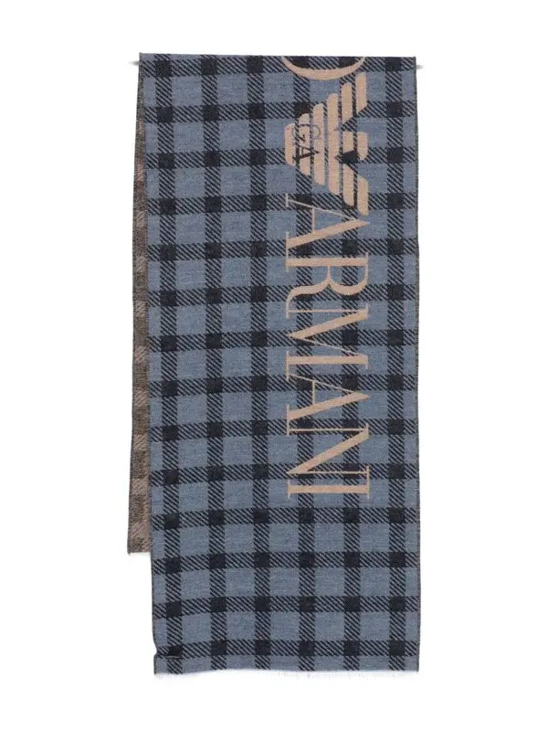 Emporio Armani Tartan Scarf - Blue