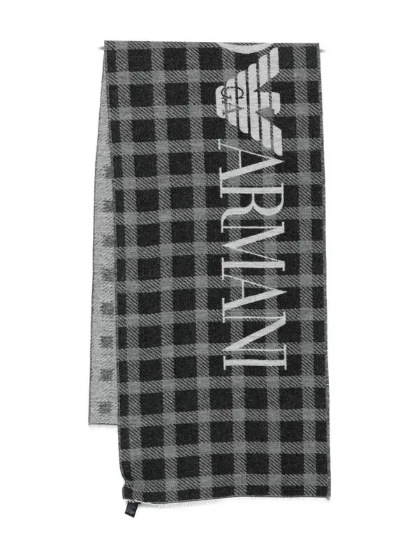 Emporio Armani Tartan Scarf - Black