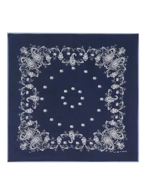 Etro Squared Foulard Print Scarf - Blue