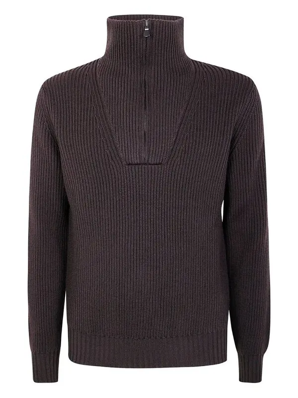FILIPPO DE LAURENTIIS Half Zip Sweater - Brown