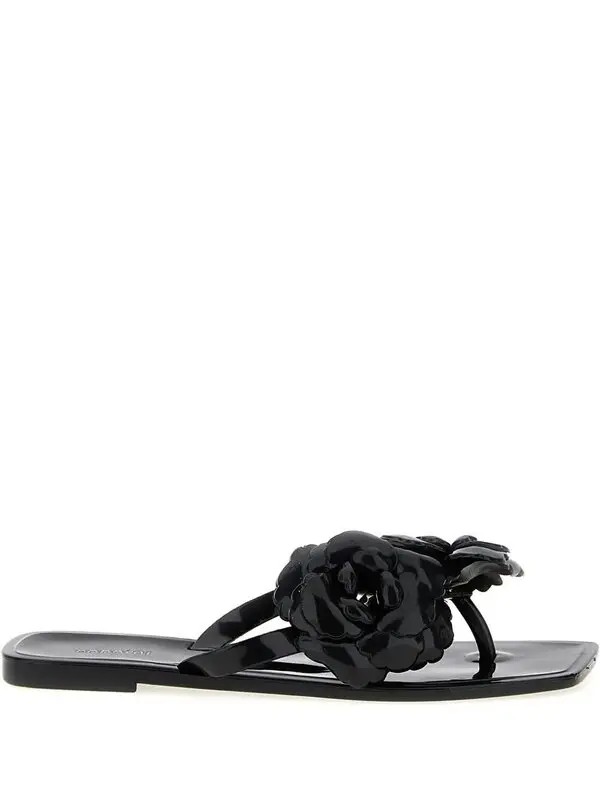 Coperni Silicone Flower Flat Sandals - Black