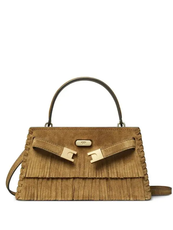 Tory Burch Lee Radziwill Petite Suede Fringe Mini Top Handle - Brown