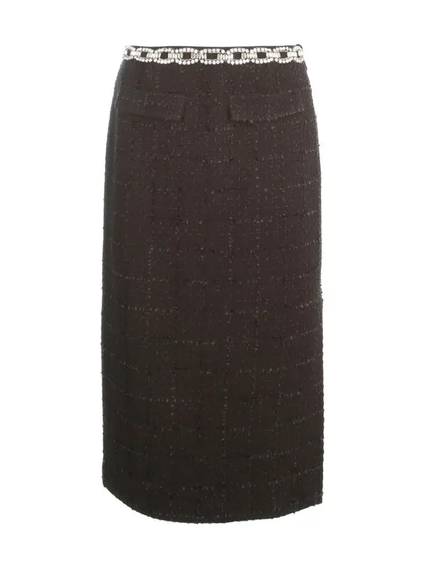 Blumarine Boucle Pencil Skirt With Chain Detail