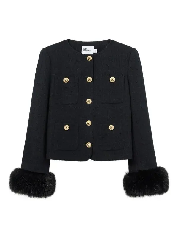 SELF-PORTRAIT Boucle Fur Cuff Jacket