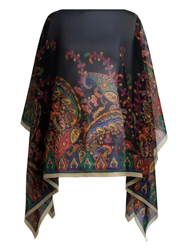 Etro Printed Scarf Cape - Black