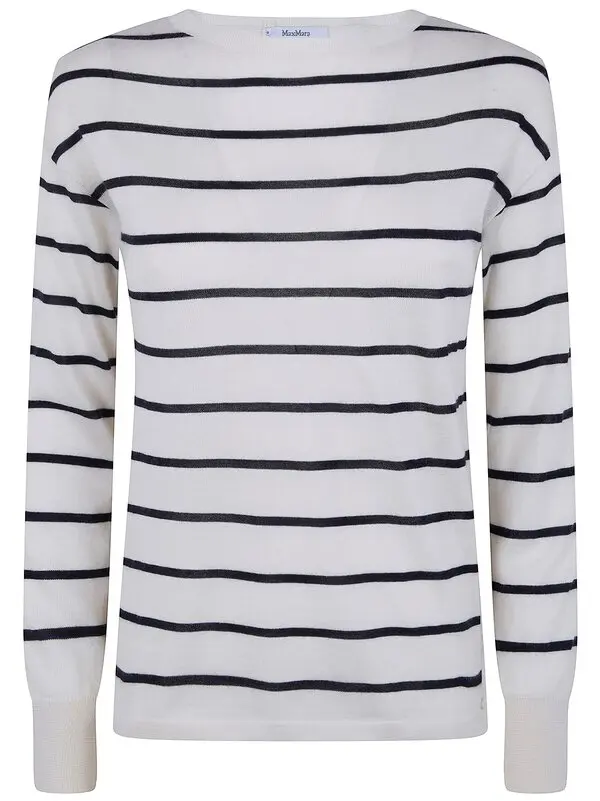 Max Mara Striped Silk Cashmere Sweater - White
