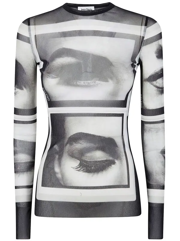Jean Paul Gaultier Re-edition Printed Mesh Top - Black