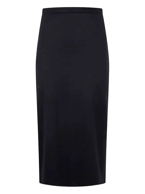 Harris Wharf London Midi Skirt Superfine Merino - Black
