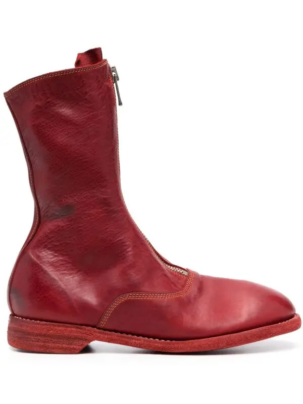 Guidi Front Zip Boots - Red