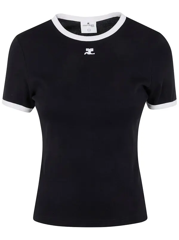 COURREGES Signature Contrast T-shirt - Black