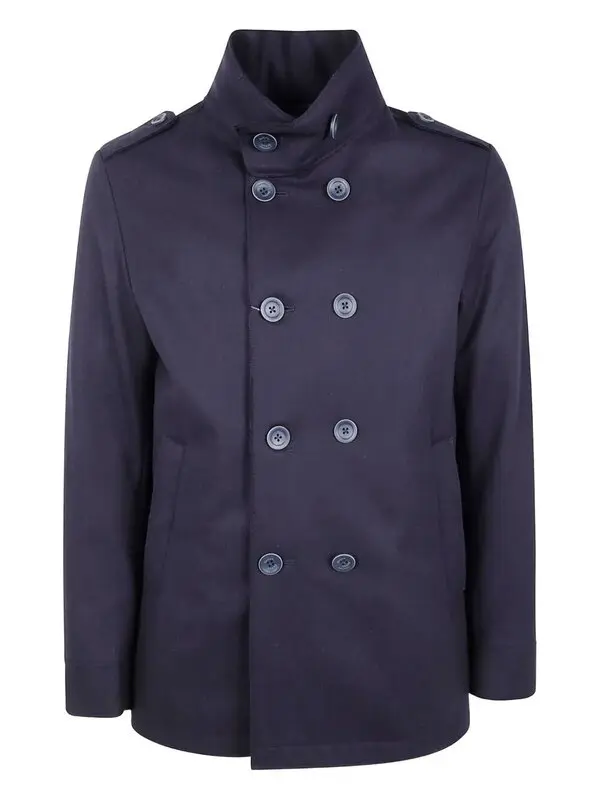 Herno Military Short Pea Coat - Blue