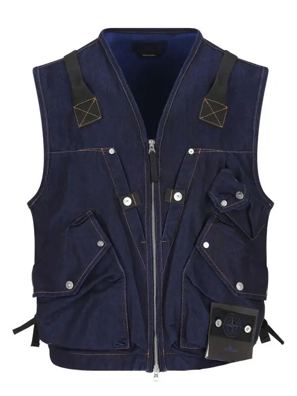 Stone Island Sleeveless Denim Jacket - Blue
