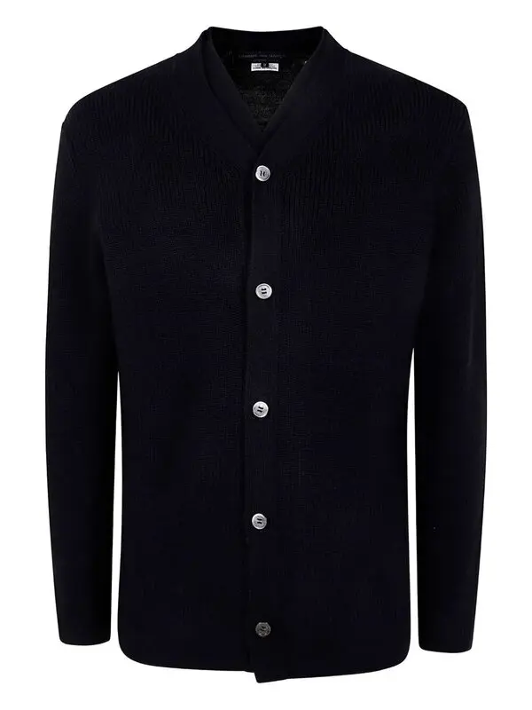 Comme Des Garçons Wool Button Detailed Cardigan - Black