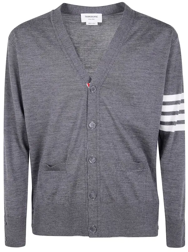 Thom Browne Classic Merino Wool Cardigan - Gray
