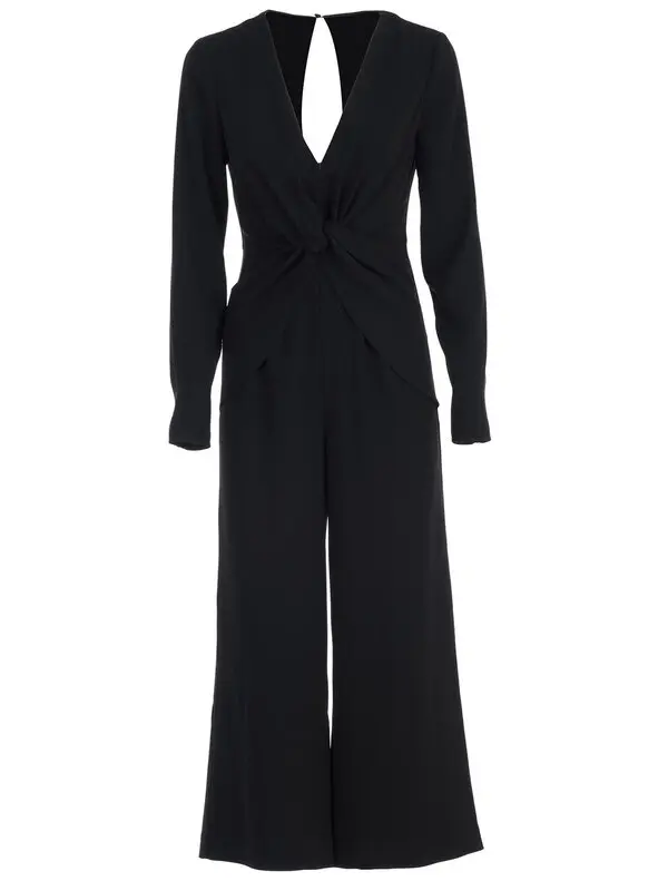 SELF-PORTRAIT Jumpsuit L/s V Neck - Black