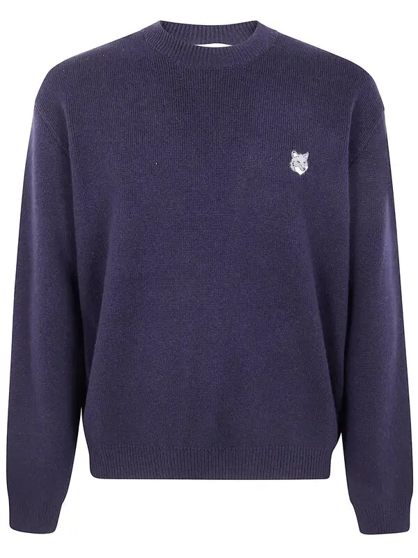 Maison Kitsuné Fox Head Milano Lambswool Jumper - Blue