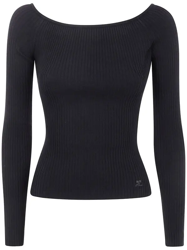 COURREGES Off-shoulder Ribbed Top