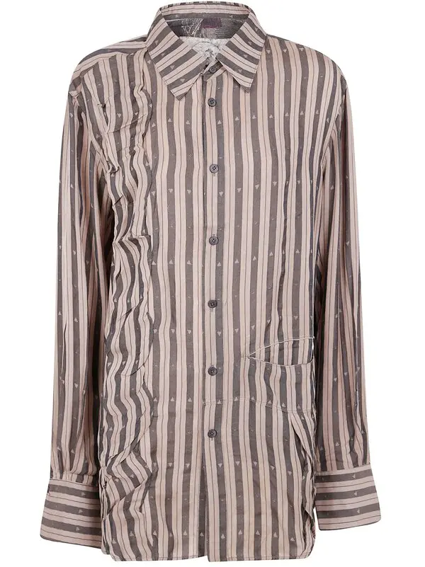 ZIGGY CHEN Striped Wave-shaped Shirt
