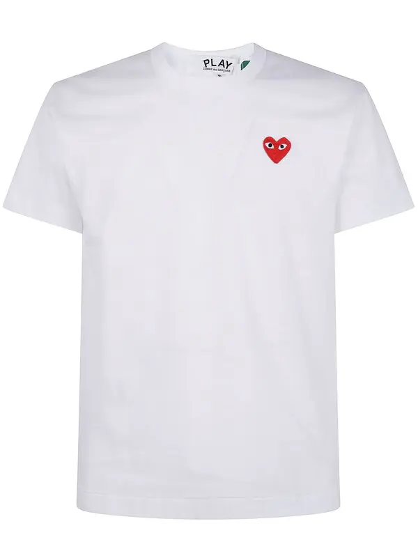 Play Comme Des Garcon Red Emblem Heart T-shirt - White