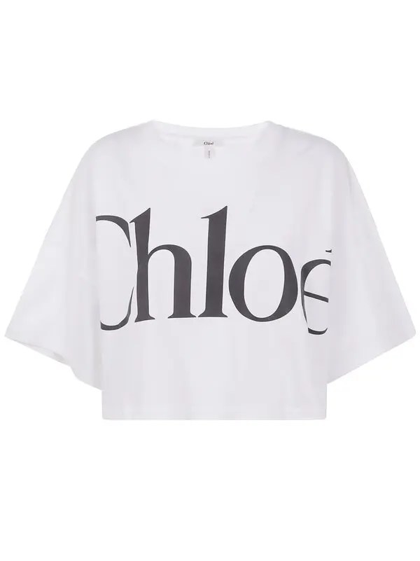 Chloé Cropped Oversized T-shirt - White