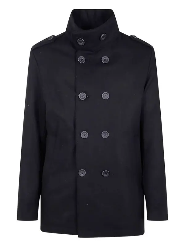 Herno Military Short Pea Coat - Black