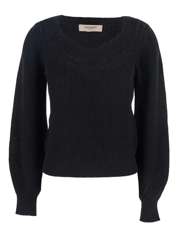 TWINSET Boat Neck Fine Knit Sweater