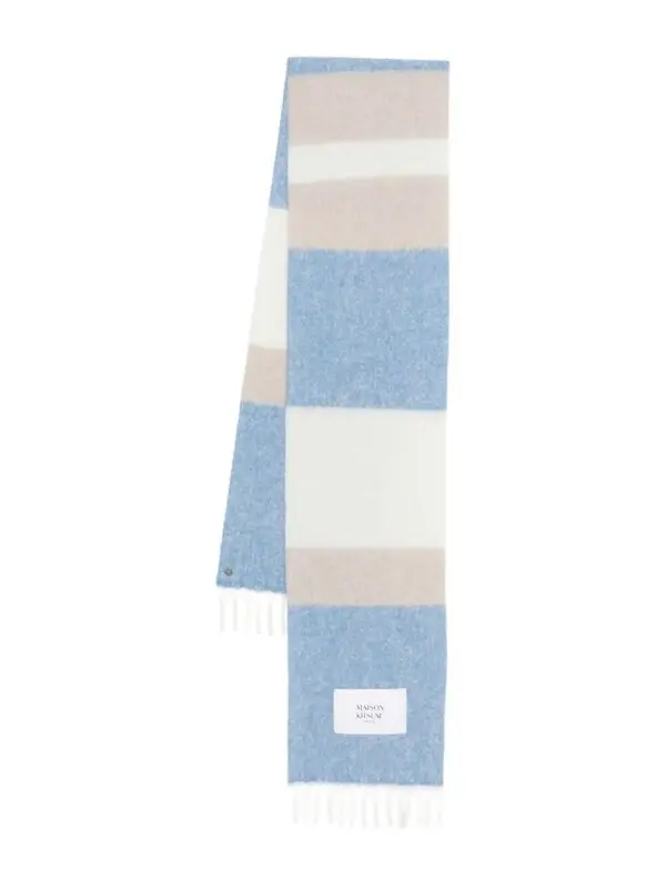 Maison Kitsuné Alpaca Striped Scarf - Beige