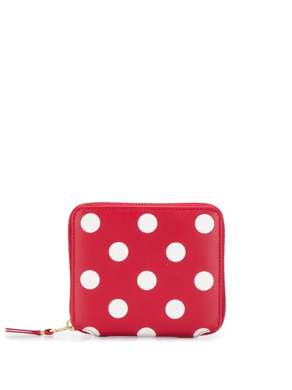 Comme Des Garçons Dots Printed Leather Line Wallet Comme Des - Red