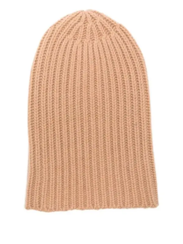 HURRAY Ribbed Cashmere Beanie - Brown