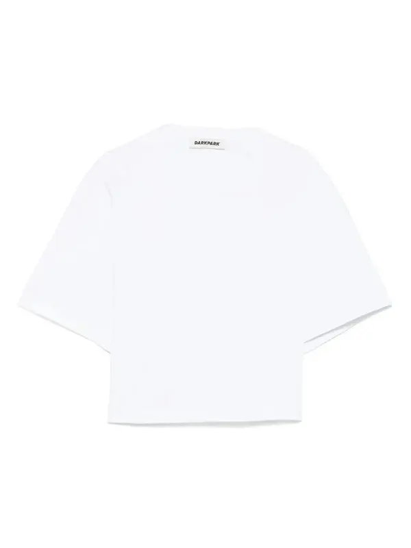 DARKPARK Doyle Cropped Draped Short Sleeve Tee - White