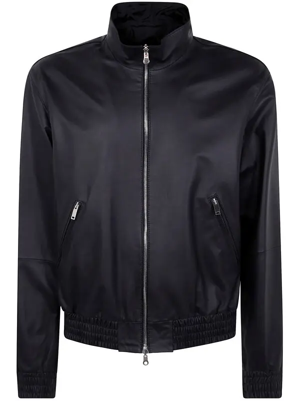 DESA 1972 Leather Reversible Bomber Jacket - Black