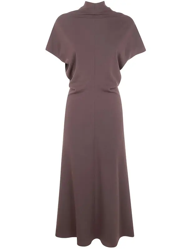 DRHOPE Bias Cut Midi Dress - Brown