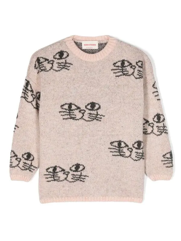 BOBO CHOSES Smiling Cat Jacquard Jumper