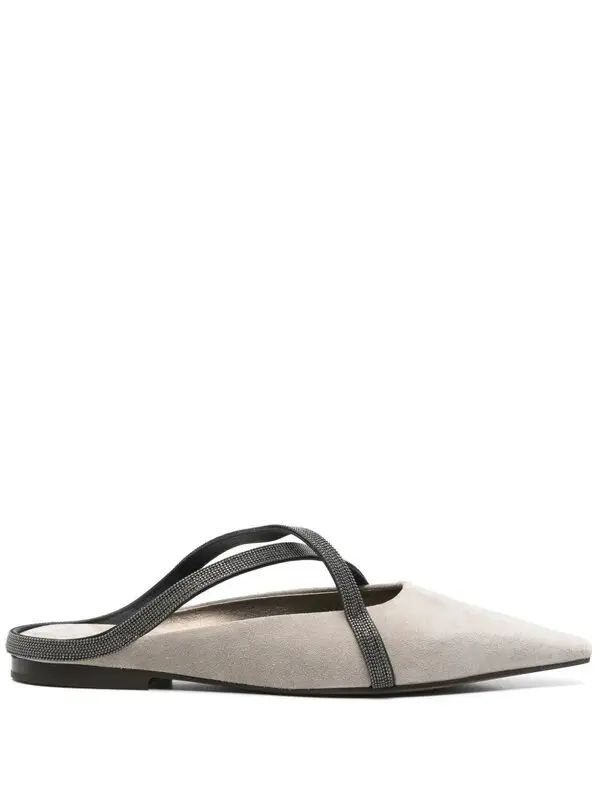Brunello Cucinelli Flat Square Pointed Ballerinas - Gray
