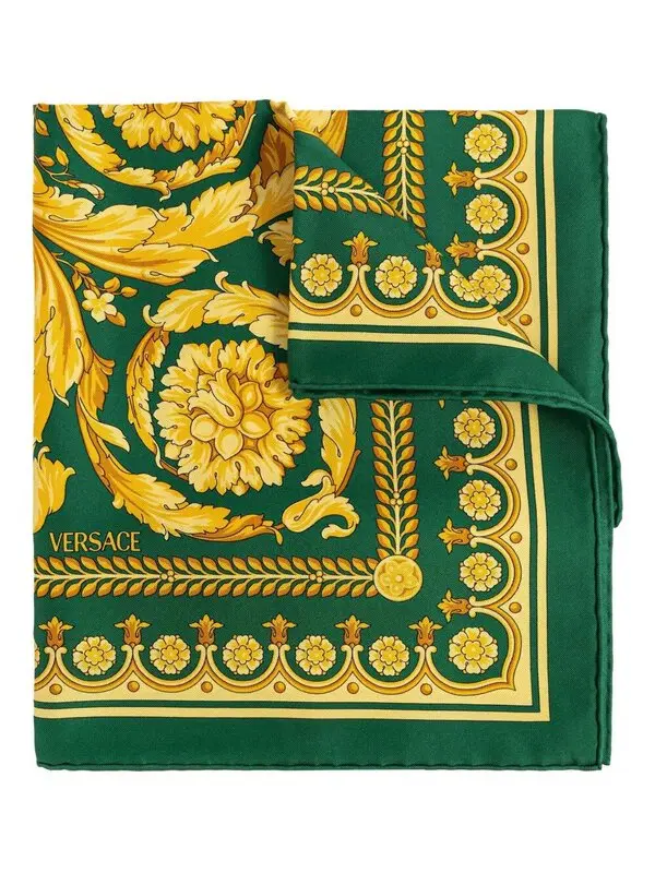 Versace Foulard 90x90 Barocco 92" Printed Bio Silk Twill - Green